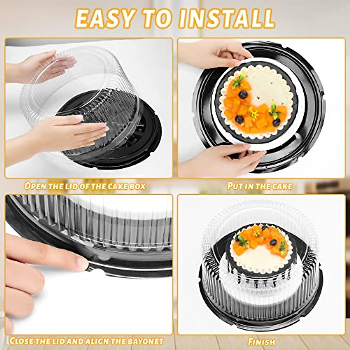 20 Pieces Round Cake Carrier 10 Inch Plastic Containers for Cake Clear PET Cake Transport Container Disposable Cake Containers Carriers with Dome Lids Cake Holder Display Containers for Transport