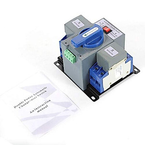 Automatic Transfer Switch 6A-63A 2P Dual Power Transfer Switch AC110V 60hz Conversion Device (2P/63A)