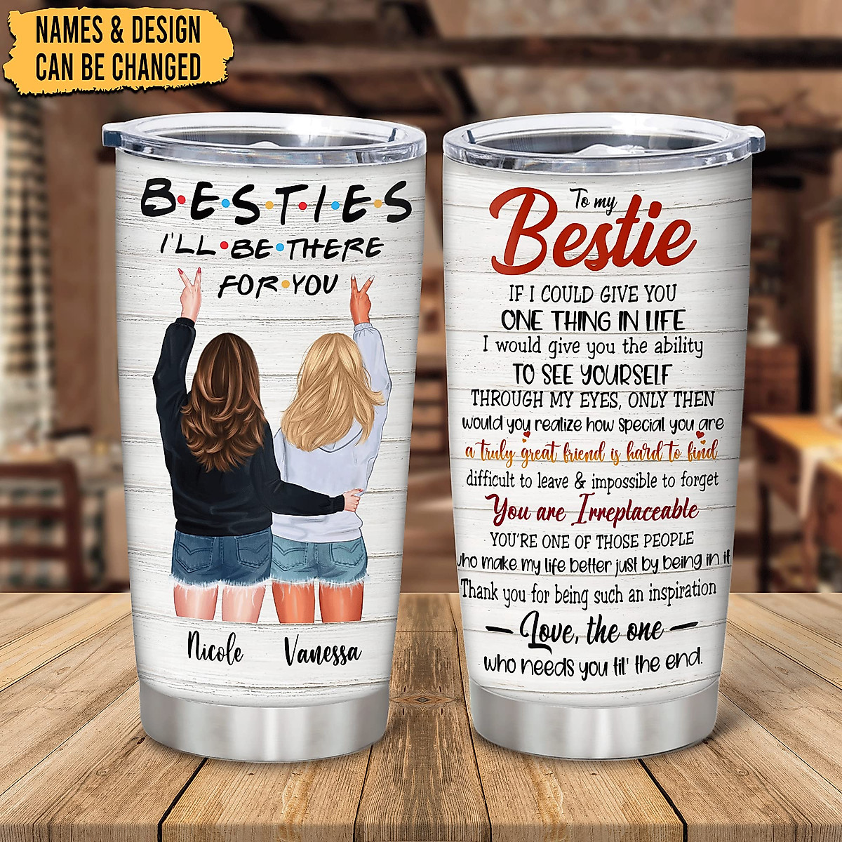 Hyturtle Personalized To My Besties Tumbler, Besties I'll Be There For You, 20oz Stainless Steel Tumbler Customized Best Friend, Gift For Sister, Bestie On Birthday, Thanksgiving, Christmas