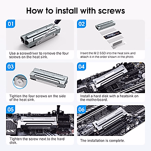 ELUTENG M.2 2280 SSD Heatsink Double-Sided Heat Sink Aluminum Alloy NGFF NVME Cooling Sink with 4 Thermal Conductivity Silicone Pads M.2 SSD Cooler Set for 2280 M.2 SSD