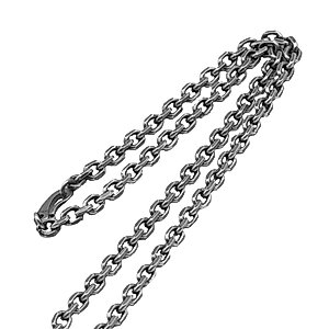 Vintage Black 925 Sterling Silver Diamond-cut Anchor Link Chain Necklace Cable Chain for Men Women 4mm 65cm