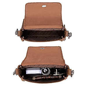 Women's Crossbody Handbags Western Purses for Women Small Crossbody Bags Tooled Leather Fringe Purse Brown RLC-L159BR