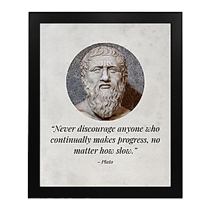 Never Discourage Anyone - Plato Quotes Wall Art Poster, This Motivational Wall Decor Is An Ideal Inspirational Art For Home Decor, Bedroom Decor, or Man Cave Room Decor Aesthetic, Unframed - 8x10