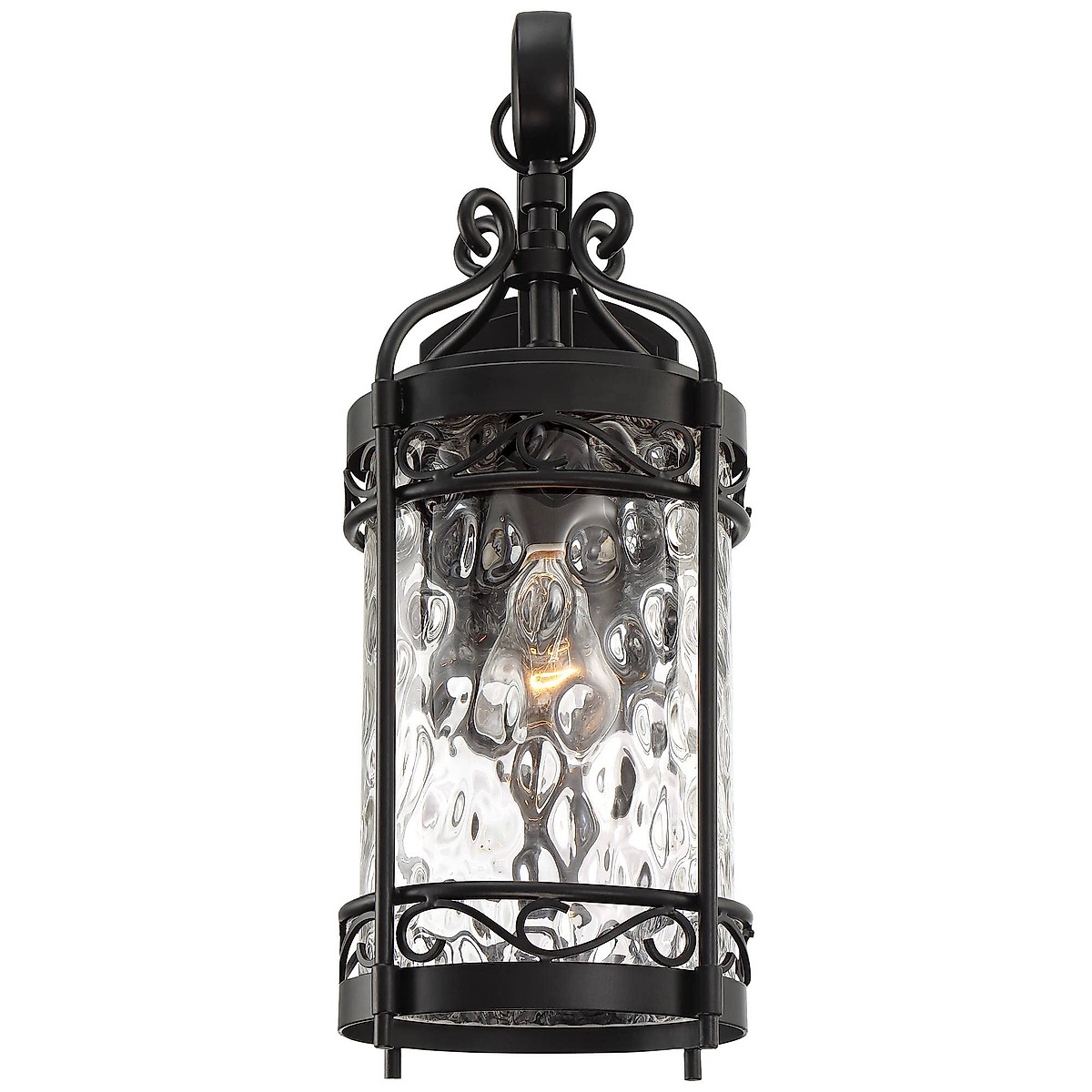 John Timberland Paseo European Country Outdoor Wall Light Fixture Matte Black 19" Clear Hammered Glass Decor for Exterior House Porch Patio Outside Deck Garage Yard Front Door Garden Home