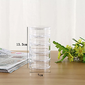Diamond Storage Box Bead Storage Containers Clear Plastic Cylinder Bead Organizer 5 Layer Stackable Bead Storage Jars for Beading Storage Painting Embroidery Box
