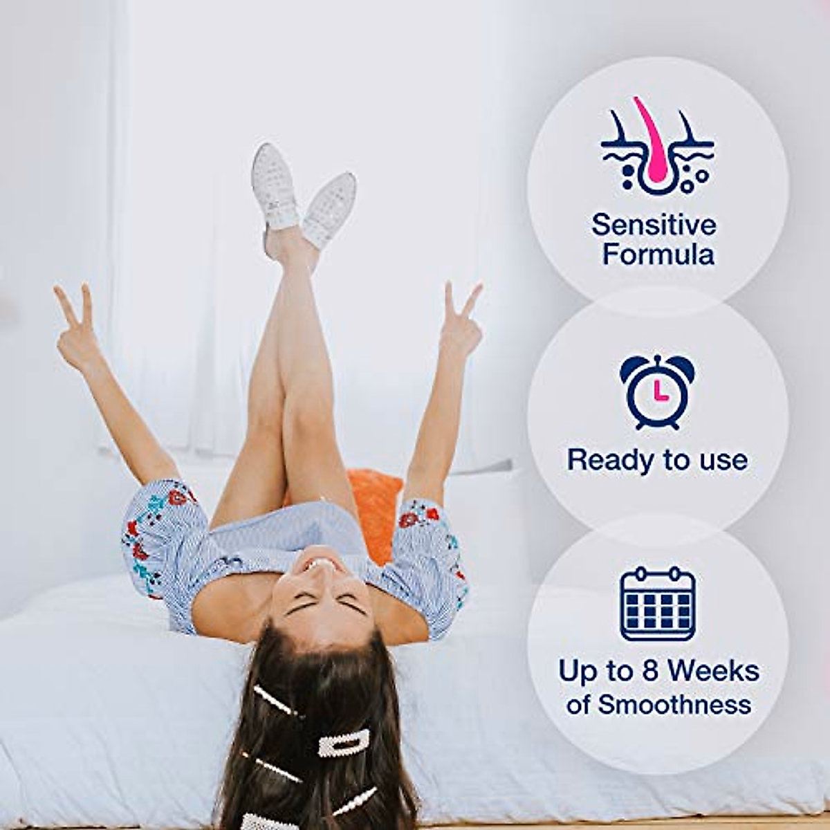 VEET Wax Strips Hair Removal Kit for Face, Underarms, Bikini, Dermatologically Tested, 20ct Wax Strips, 2 Sizes with Shea Butter & 4ct Wipes for At Home Waxing