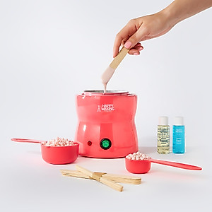 Happy Waxing - Deluxe Premium Home Waxing Kit | Includes the Wax Warmer, Hard Wax Beads - Protective Sheet & Vinyl Gloves - Applicators & Measuring Cups - For Face, Arms, Underarms, Bikini & Legs