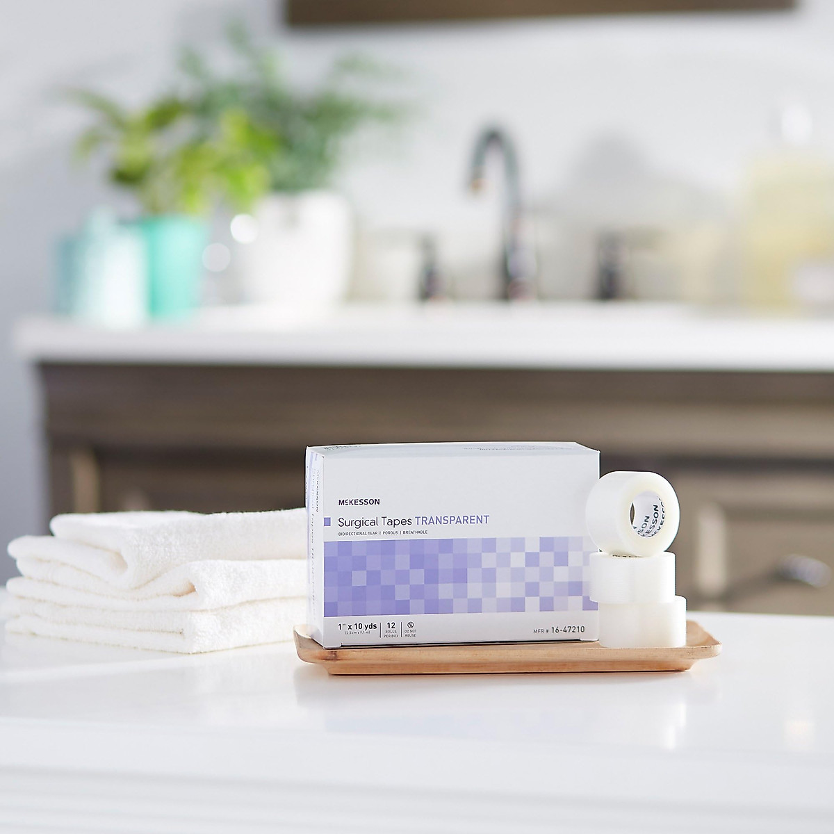 McKesson Surgical Tape, Non-Sterile, Air Permeable Plastic, 1 in x 10 yd, 12 Rolls, 1 Pack