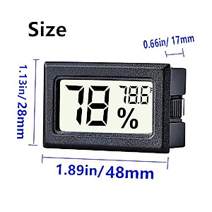 Meggsi 2-Pack Mini Digital Hygrometer Gauge Indoor Thermometer, LCD Monitor Temperature Outdoor Humidity Meter for Humidors Greenhouse Jars Incubators Guitar Case, Display Fahrenheit (℉)