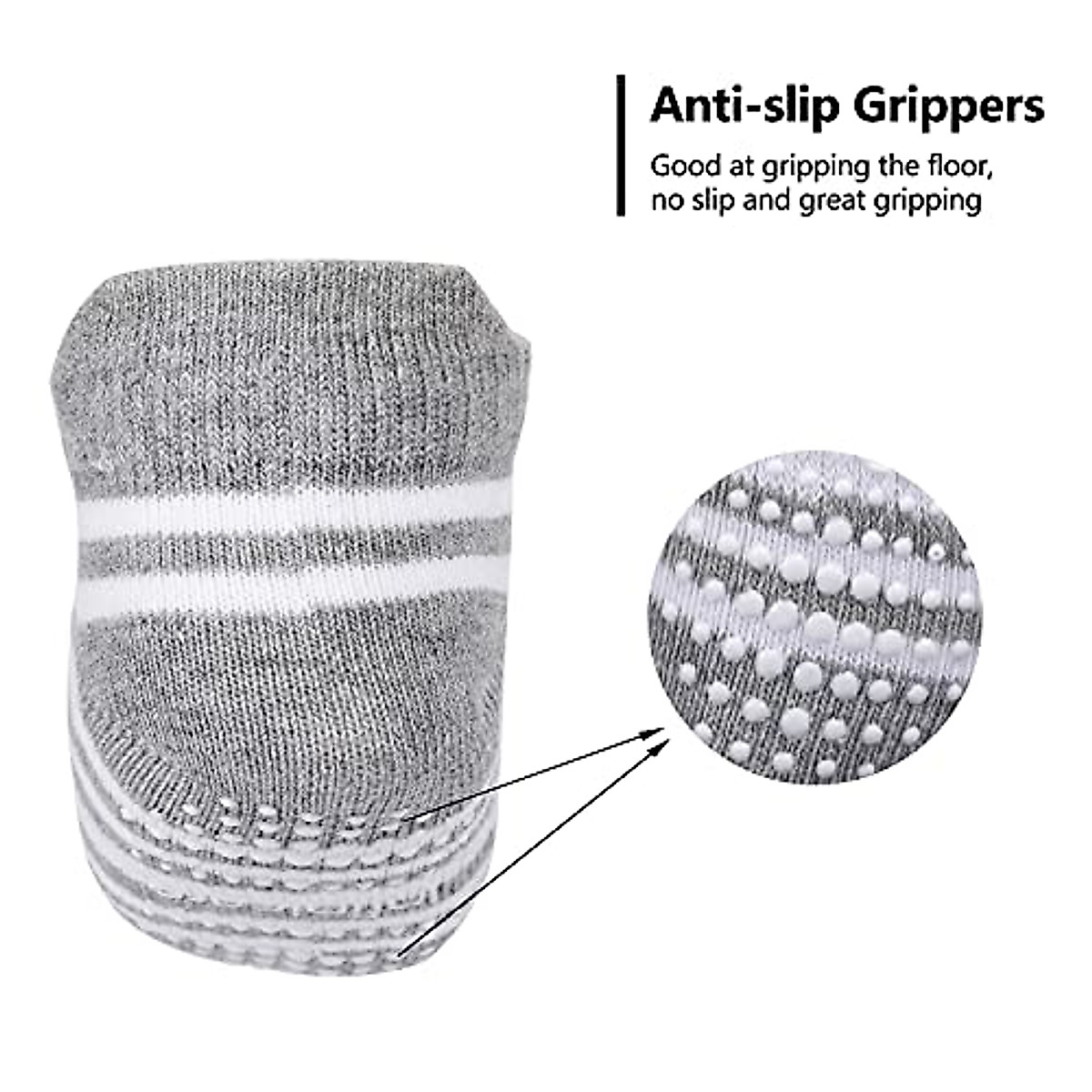 Infinicare Non-Slip Grip Baby Socks - Anti Skid Infant Baby Ankle Socks Low Cut for Infants Toddlers Kids Girls Boys (6-12 Months)