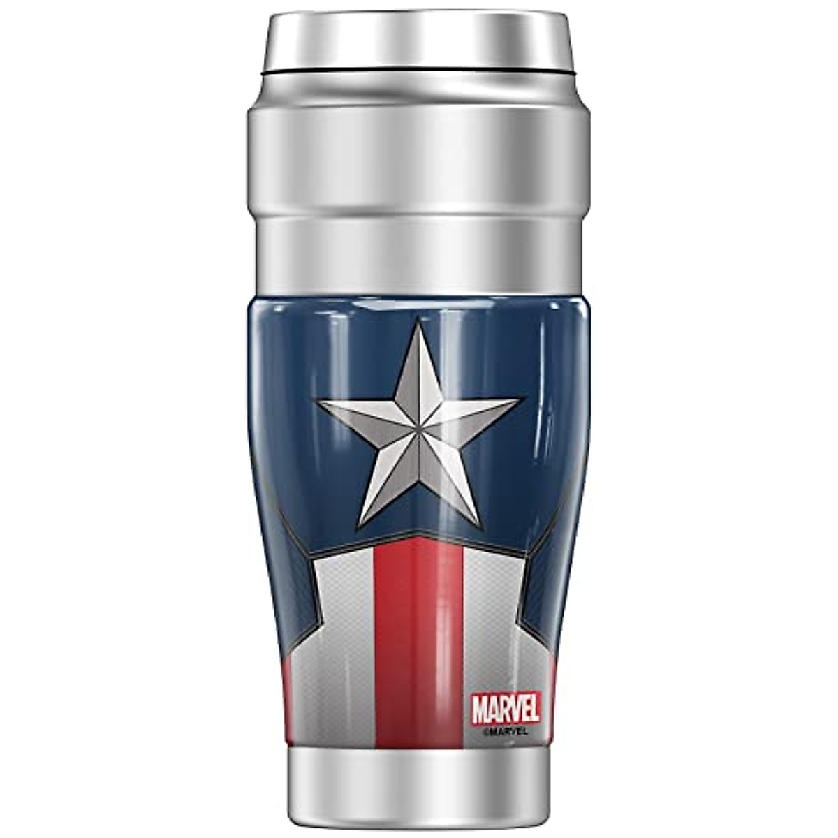 THERMOS Captain America Captain America Logo STAINLESS KING Stainless Steel Travel Tumbler, Vacuum insulated & Double Wall, 16oz