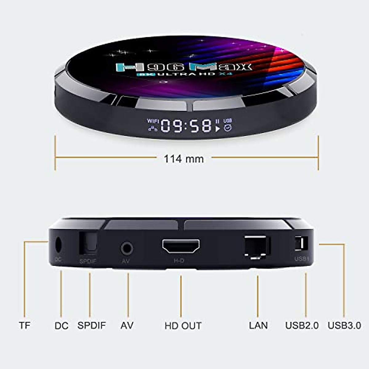 H96 Max X4 Android 11.0 TV Box Amlogic S905X4 Android TV Box 4GB RAM 32GB ROM, Dual-WiFi 2.4GHz/5GHz BT Quad Core 64 Bits 3D/8K Full HD/H.265/USB3.0 Android Box