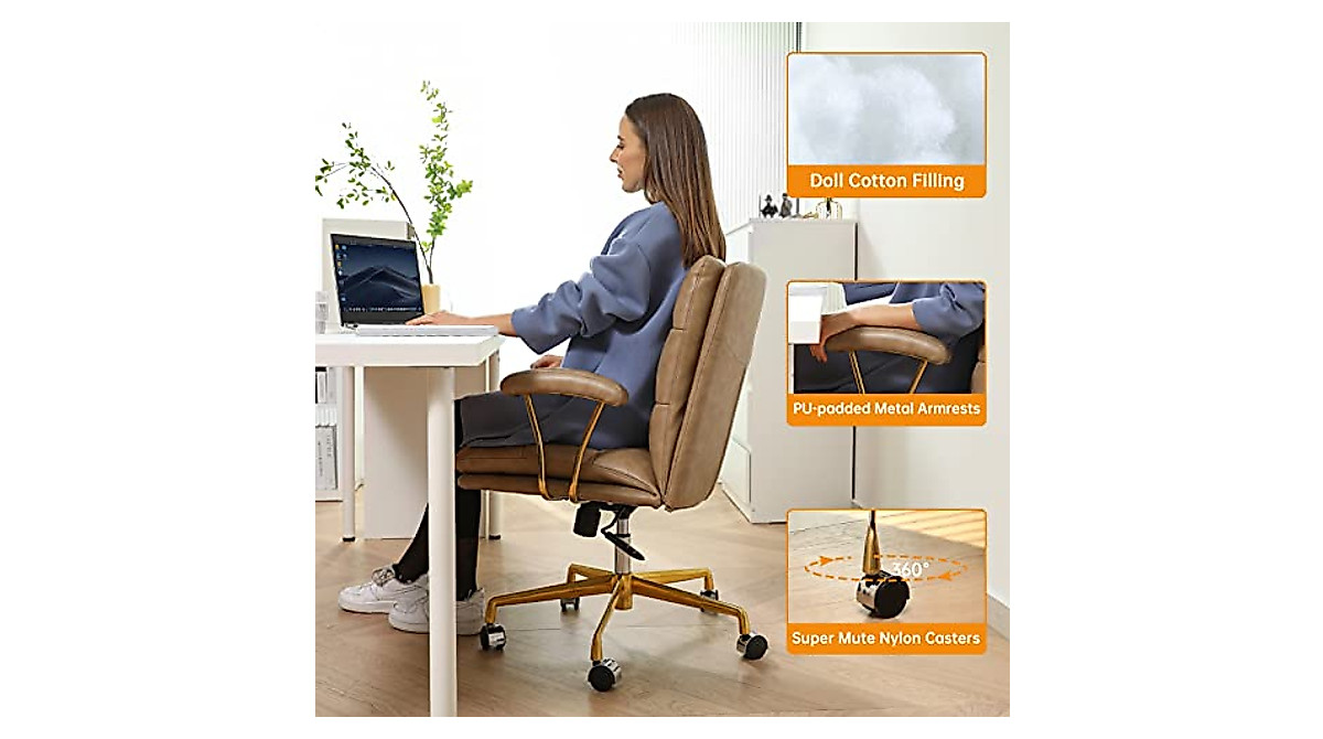 LEAGOO Ergonomic Desk Chair with Wheels - Comfort & Style