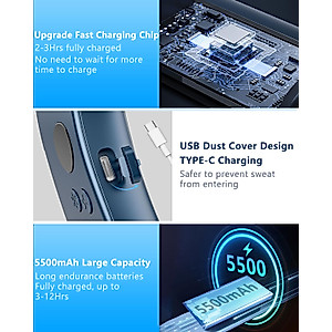 Neck Air Conditioner,Neck Fan Rechargeable Battery Operated Metal Cooling Plate AC Cooler,Personal Portable Neck Fans that Blow Cold Air,Usb Bladeless Quiet Head Wearable Hangs Around Neck Device Blue