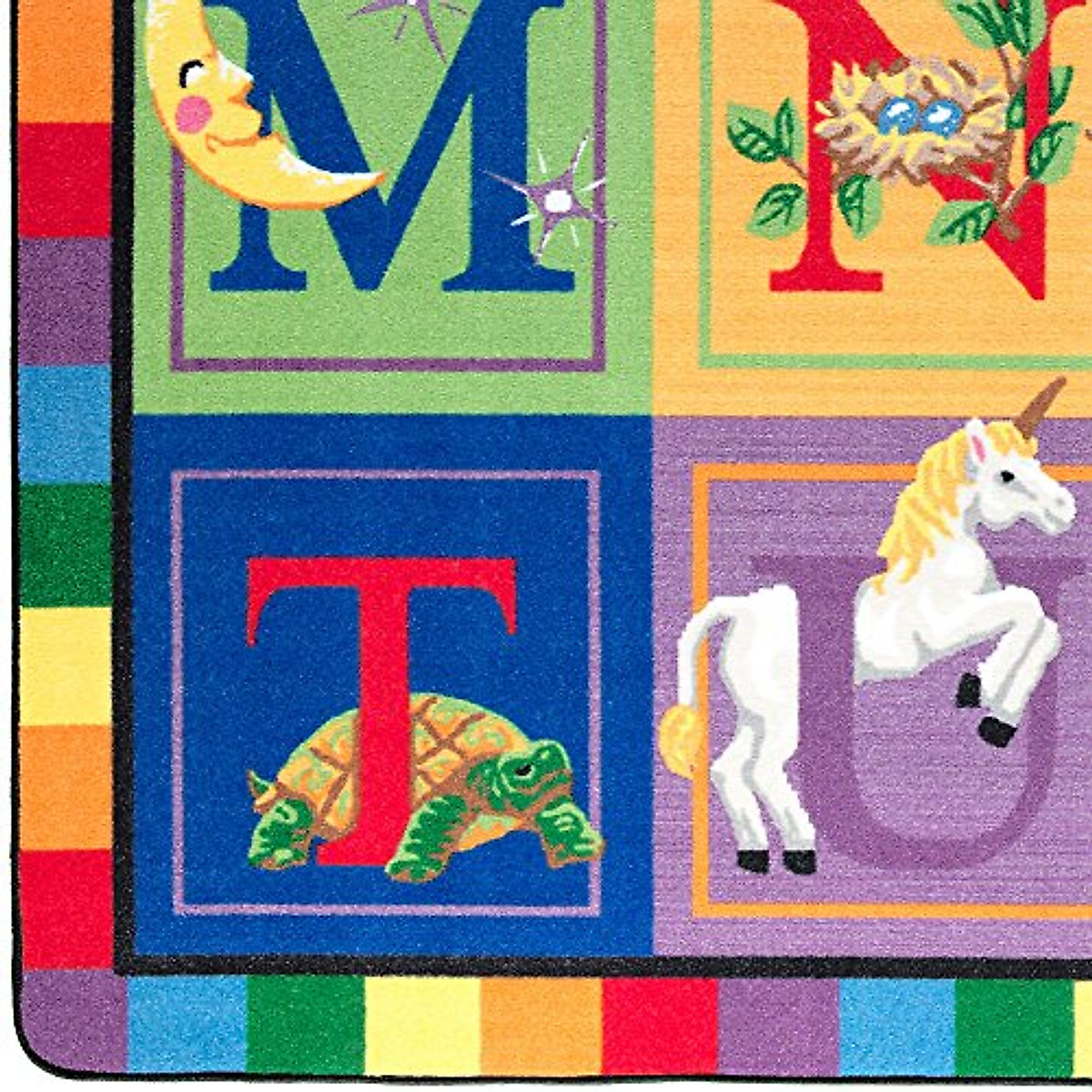 Flagship Carpets ABC Letter Blocks Area Rug for Children's Classroom Floor Mat, Play Room Carpet and General Educational Activities, 7'6" x 12', Multi-Color
