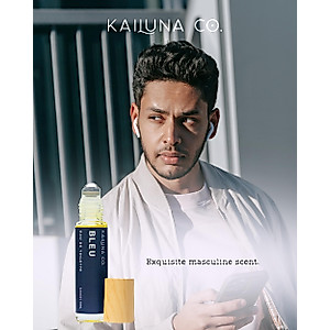 Bleu for Men Perfume Roll On with Essential and Fragrance Oils and Organic Jojoba Oil, Alcohol Free, Eau de Toilette, Made in California