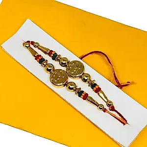 WhopperIndia Set of Two Rakhi, Om Design Rakhi Thread, Raksha bandhan Gift for Your Brother, Color Vary and Multi Design