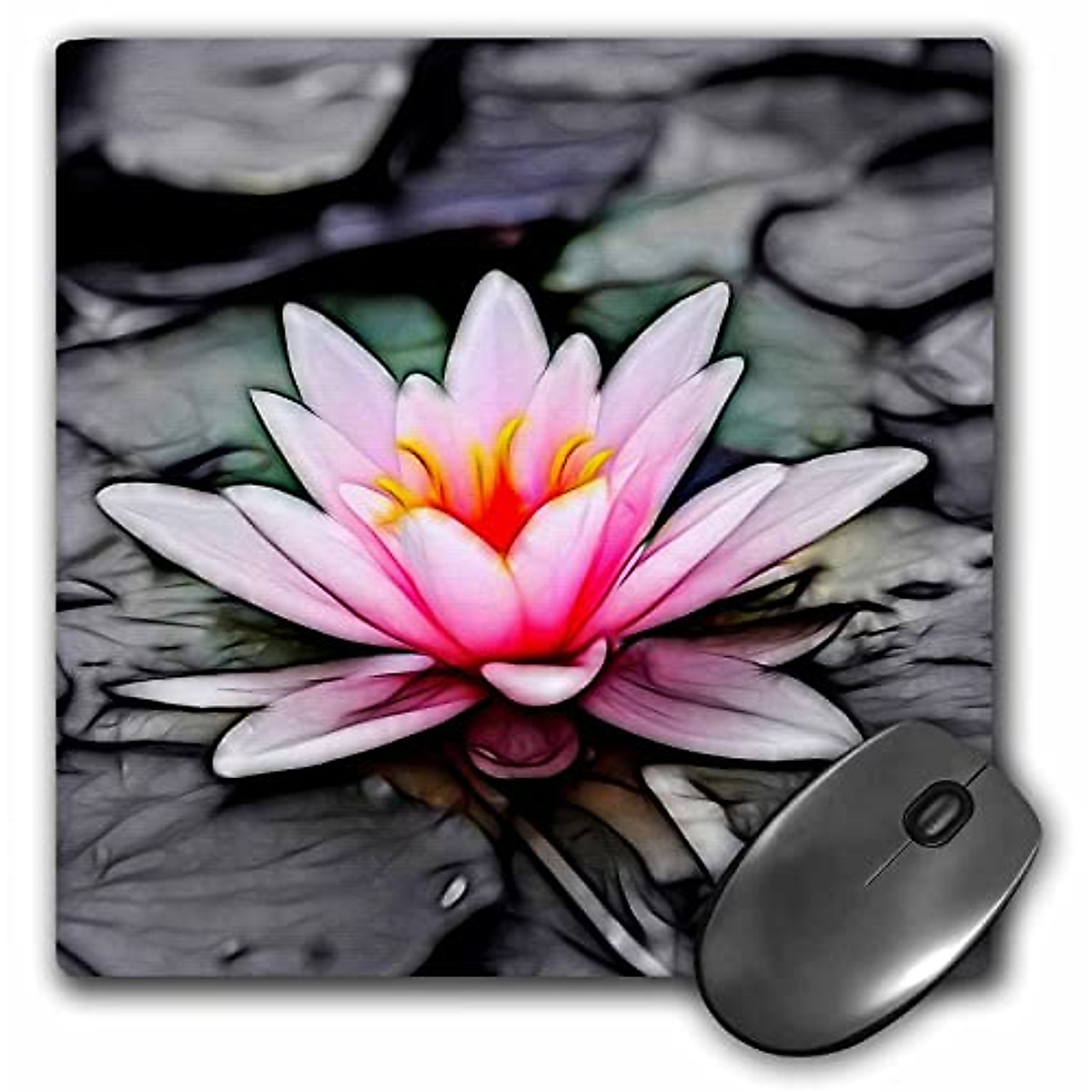 3dRose Pretty Pink Water Lilly Image of Light Infused Painting - Mouse Pads (mp-365089-1)