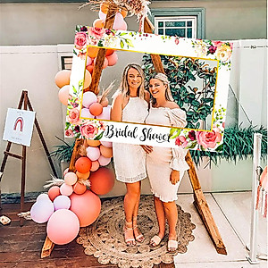 JeVenis Floral Bridal Shower Photo Booth Props Bride to Be Photo Booth Frame Floral Bridal Shower Party Supplies Hen Party Bachelorette Party Supplies