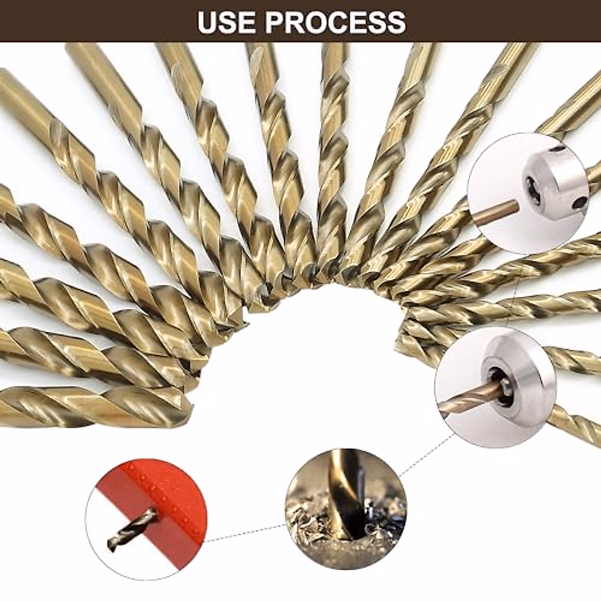 BeHappy Cobalt Drill Bit Set, 115Pcs M35 High Speed Steel Drill Bits, Twist Jobber Metal Drill Bit Set for Hardened Steel, Cast Iron, Plastic, Wood, Indexed Storage Case, 1/16"-1/2", A-Z, 1-60 Amber