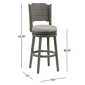 Hillsdale Clarion Wood Swivel Bar Height Stool, Distressed Gray