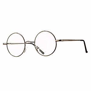 Pro Acme Non Prescription Clear Lens Glasses Retro Small Round Metal Frame (Gunmetal)