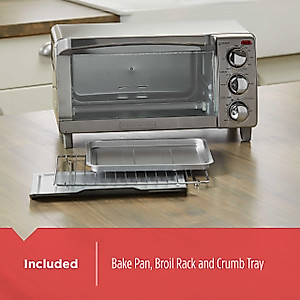 BLACK+DECKER 4-Slice Toaster Oven with Natural Convection, Stainless Steel, TO1760SS