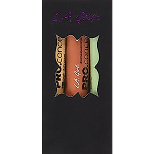 L.A. Girl Pro Conceal Set Orange, Yellow, Green Correctors, Pack of 3 (LAX-GC990+GC991+GC992-B)