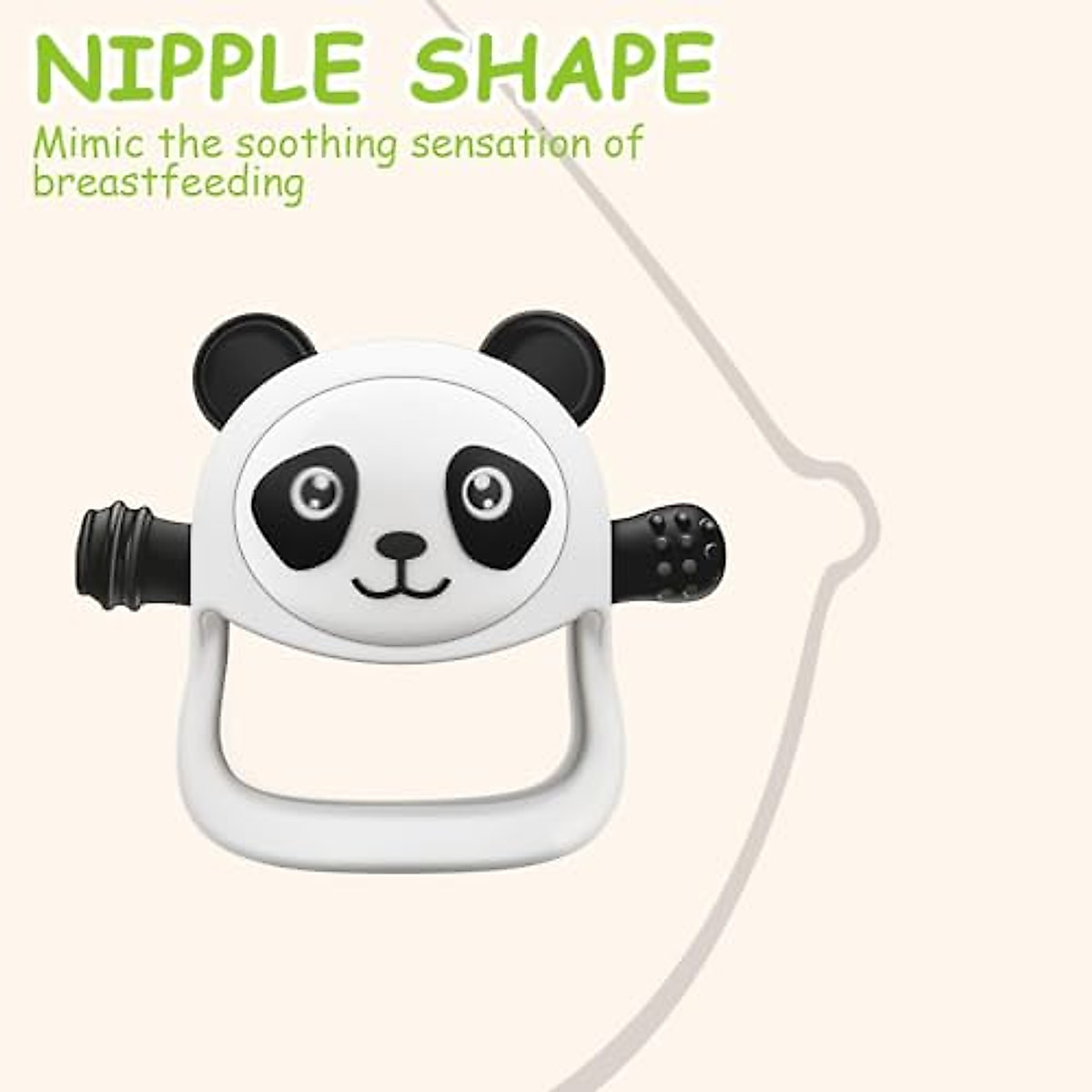 COZYPANDA Teething Toys for Babies 0-6-12 Months, Never Drop Baby Teether for Teething Relief, Silicone Panda Baby Hand Mittens with Sucking Need Pacifier, Baby Chew Toys for Breast Feeding (White)