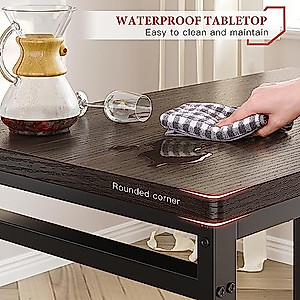 EnHomee Dining Table Set for 4, Kitchen Table and Chairs Set 4 Piece Dining Room Table Set with Wine Rack and Storage Shelf, Space-Saving Dinette Set for Small Space,Breakfast Nook, Espresso Brown