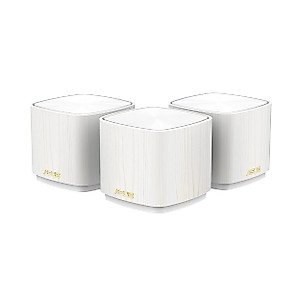 ASUS ZenWiFi AX Mini,Mesh WiFi 6 System (AX1800 XD4 3PK)-Whole Home Coverage up to 4800 sq.ft & 5+ Rooms, AiMesh, Special Wood Pattern