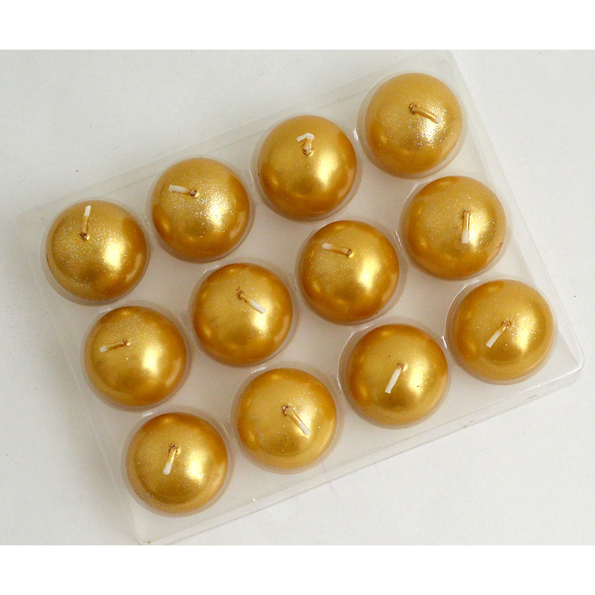 Biedermann & Sons Metallic Ball Candles, Box of 12, Gold, 1.5-Inch Diameter