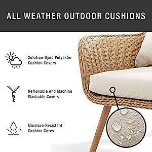 Crosley Furniture CO7185-LB Landon Outdoor Wicker Chairs (Set of 2) Light Brown