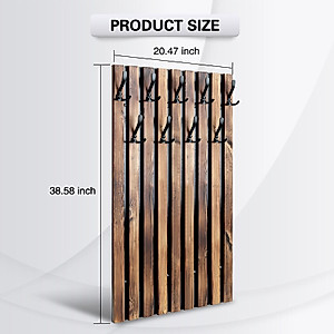 BKCEHCRS Coat Hooks Wall mount-20.47" Long Coat Rack Wall Mount,Wood Coat Rack Hook,Coat Hanger Wall Mount for Hotel Entryway, Farmhouse, Bedroom(Brown),Pine Wood,20.47