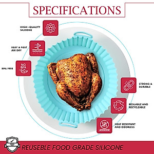 RR Brand Silicone Air Fryer Liners, 6.3” 2 Pieces Non-stick Paper for Frying Cooking,Oil-Proof for Steamer and Microwave Air Fryer Basket Pot,Air Fryer Silicon Liners Fits to 3-7 QT(Blue & Red)