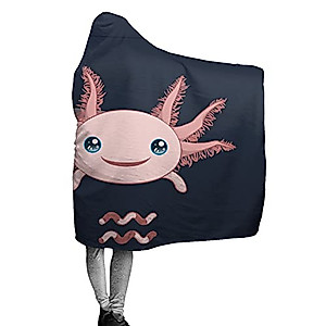 ARTIEMASTER Axolotl Hooded Blanket Soft and Lightweight Flannel Throw Suitable for Use in Bed, Living Room and Travel 80"x60" for Audlt