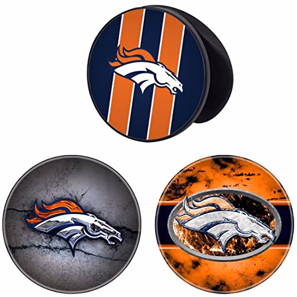 MIULHPA (3 Pack) Multifunction Football Team Cell Phone Stand Holder and Grip. Foldable Phone Kickstand Mount Compatible for Smartphones (Orange Blue Design)