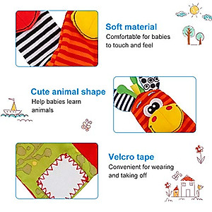 FancyWhoop Baby Socks Toys Wrist Rattle and Foot Finder 8 PCS Developmental Early Educational Toys Set Gift for Infant Newborn Girl Boy 0-3 3-6 Months