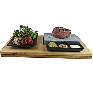 Black Rock Grill Cooking Stone for Steak, Lava Stone Grill, Hot Steak on a Stone Cooking Set
