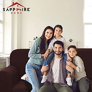 Sapphire Home 2-Piece Sofa and Loveseat Slipcovers, Couch and Loveseat Covers Set, Form fit Stretch, Wrinkle Free, Furniture Protector, Sofa Covers for Living Room, Polyester Spandex (Coffee)