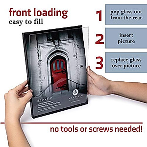 Mantello Front Loading Black Picture Frame 8.5x11 - Set of 6 - Table Desk Wall hanging For Artwork - Certificates Diplomas - Family Gallery Multi Photo Frame