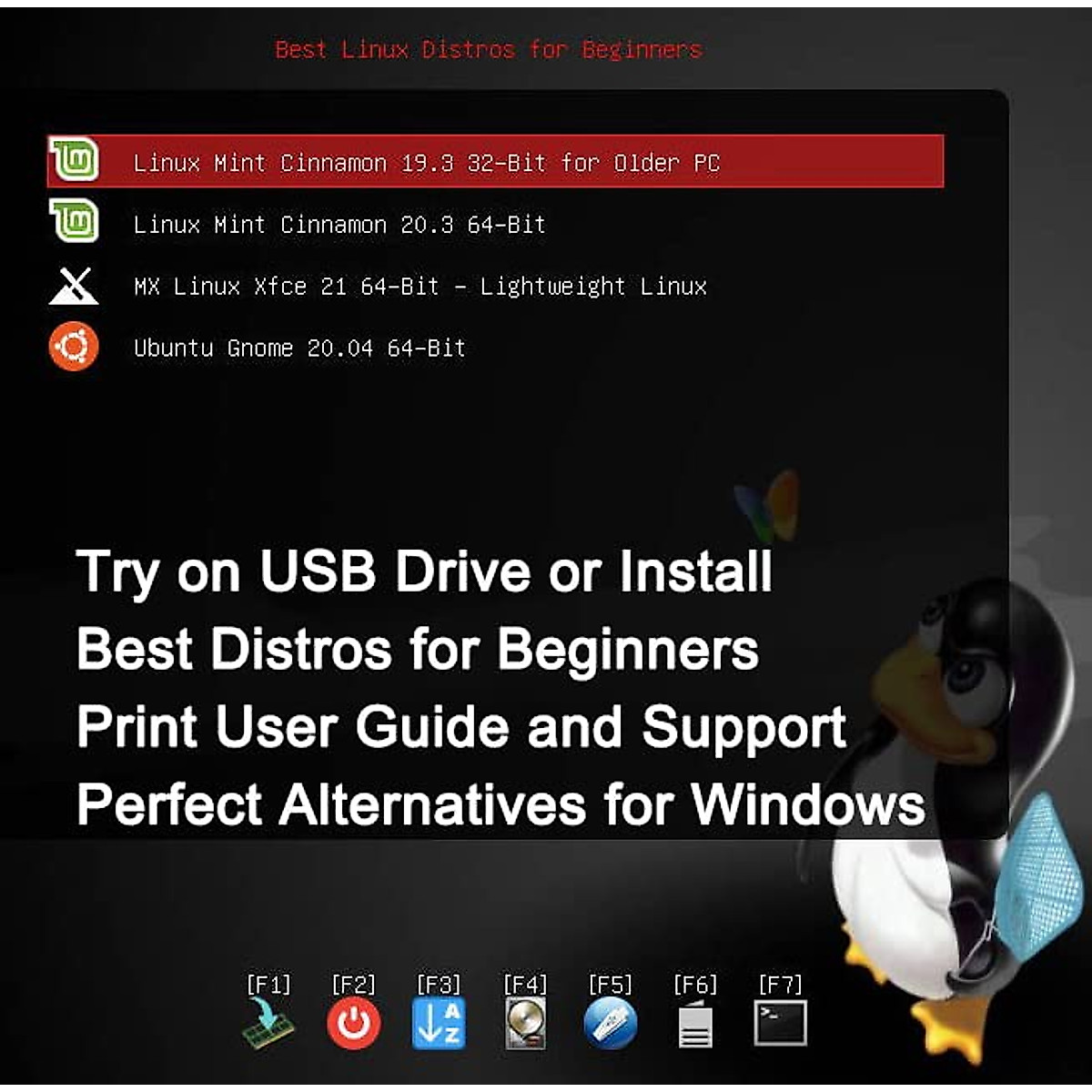 EZITSOL USB for Linux Mint USB 20.3 64bit & 19.3 32bit,Ubuntu 20.04,MX Linux 21 | 4IN1 Bootable Linux USB Drive | Best for Beginners | Boot Repair | Multiboot USB
