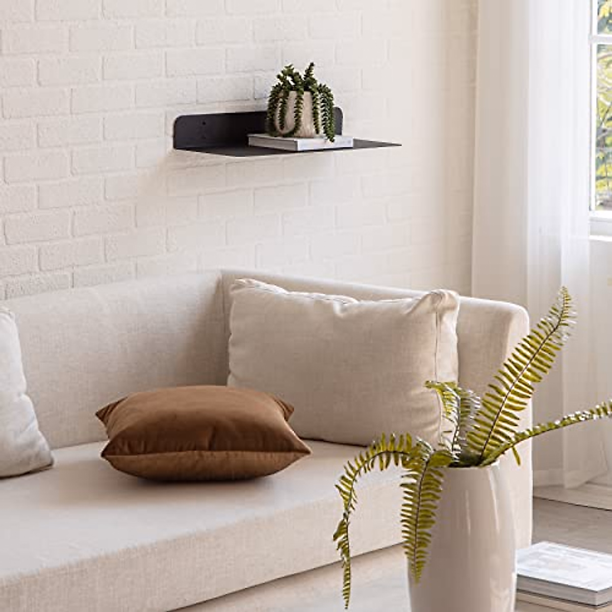 Saffron Fabs 24" x 8" Metal Wall Shelf in Textured Black