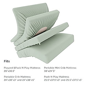 Natemia Fitted Pack and Play Sheet - 100% Organic Cotton - for Standard Size Playard, Pack n Play, and Mini Crib Mattress - Ultra Soft, Thick & Stretchy Jersey Knit Cotton