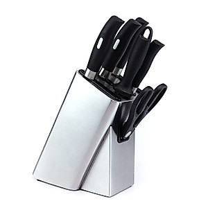 KAUKKO Stainless Steel Knife Holder, Modern Design Knife Block, Universal Knife Storage Organizer, Strong and Durable Knife Holder Counter-top Storage with Scissors-Slot (Knives Not Included)