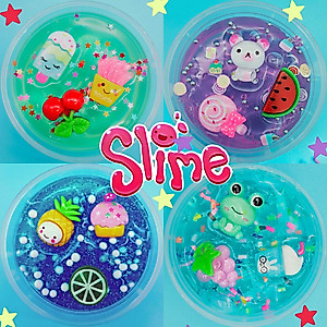 129 Pack Slime Making Kits Supplies,Gold Leaf,Foam Balls,Glitter Shake Jars,Fishbowl Beads,Fruit Slices,Fake Sprinkles,Glitter Sequins Accessories, Sugar Papers (Slime Kits)