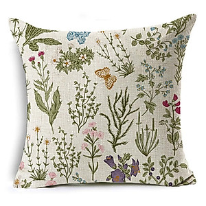 Outdoor Pillows Waterproof Flower Cushion Covers 45 x 45 cm Both Sides Garden Floral Butterfly Decorative Throw Pillow Covers Polyester Linen Pillowcase for Set of 4 outdoor pillow covers 18x18