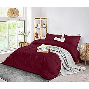Utopia Bedding Duvet Cover King Size Set - 1 Duvet Cover with 2 Pillow Shams - 3 Pieces Comforter Cover with Zipper Closure - Ultra Soft Brushed Microfiber, 104 X 90 Inches (King, Burgundy)