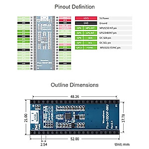 Waveshare 10-DOF IMU Sensor Module for Raspberry Pi Pico Incorporates 9-Axis Motion Sensor ICM20948 and Baroceptor LPS22HB