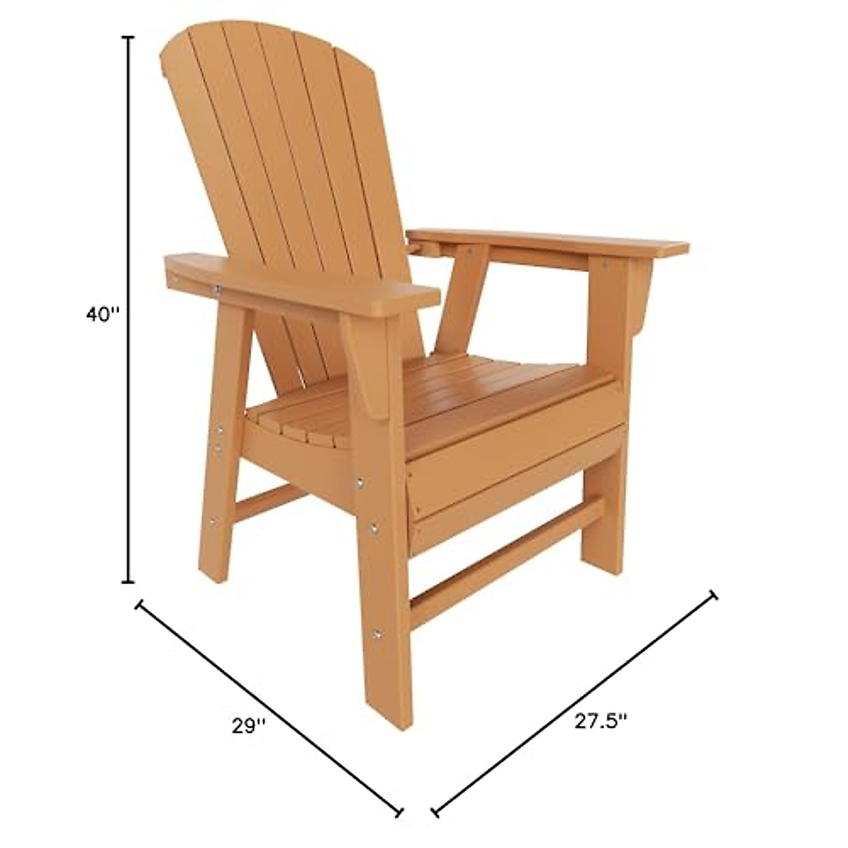 WO Outdoor Adirondack Dining Chair Lounger Seat Retro Beach Aesthetic Seat Furniture for Outside Restaurant Dining, Home, Balcony, Terrace, Lawn, Pool, Deck, Garden (Teak)